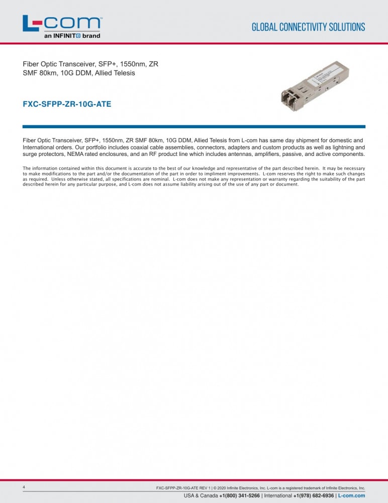 FXC-SFPP-ZR-10G-ATE datasheet page 4