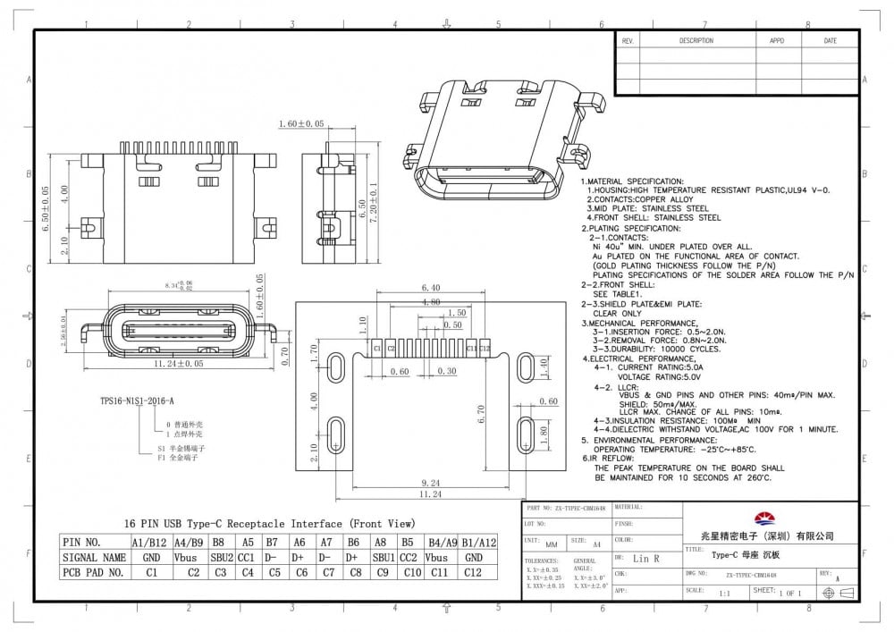 Megastar ZX-TYPEC-CBM1648 technical drawing
