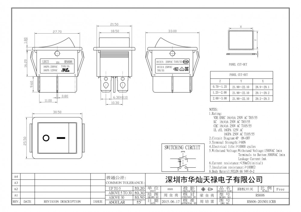RS606-201N011CRB technical drawing page 1