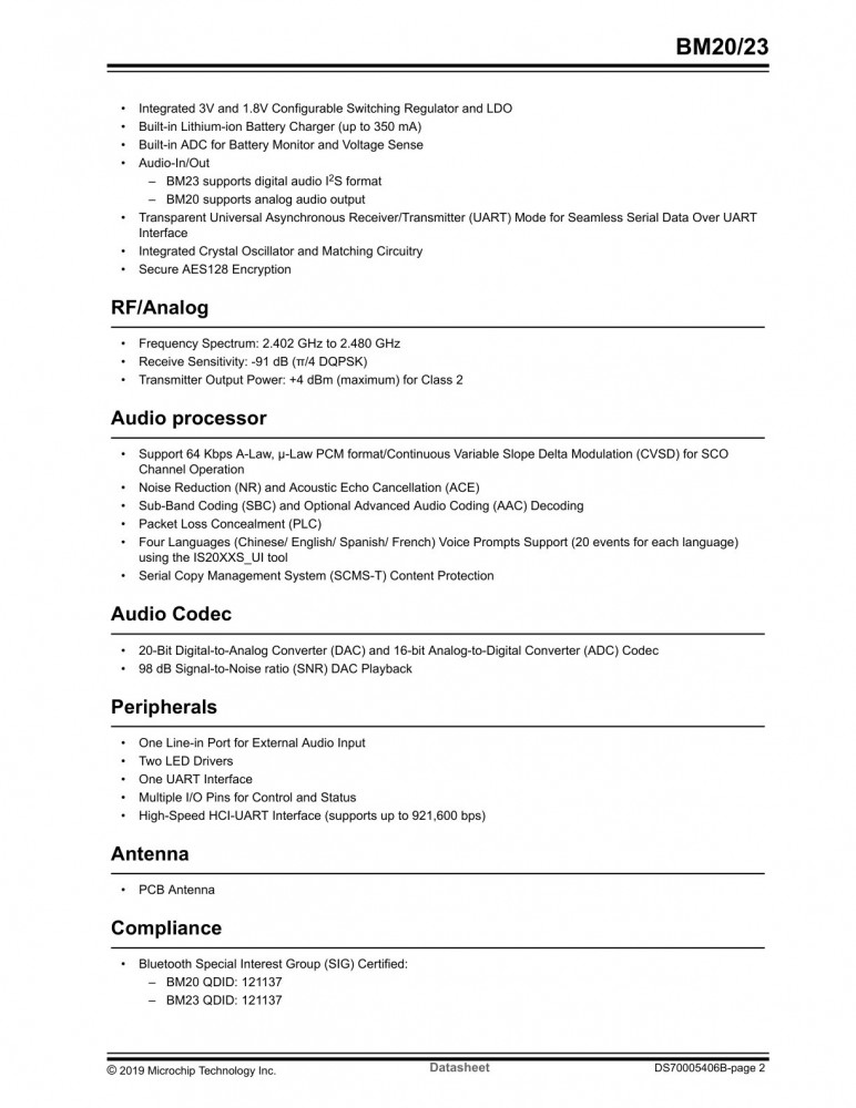 BM23 module datasheet preview, page 2