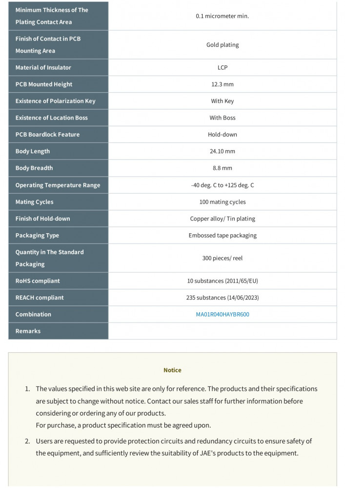 MA01F040VABBR300 technical document page 2