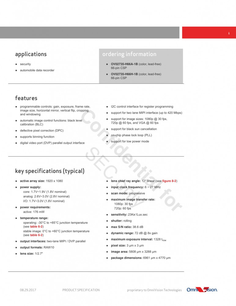 OV02735 datasheet page 3