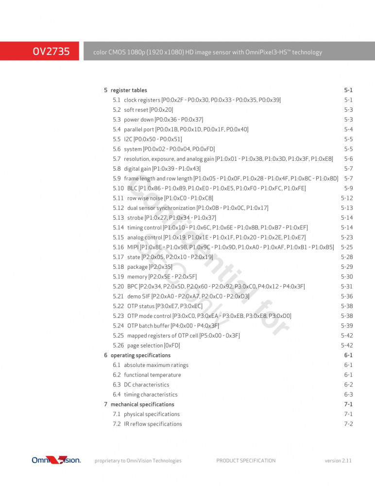 OV02735 datasheet page 6