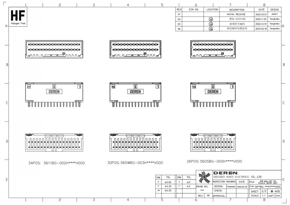 DEREN 5611BG connector drawing page 2