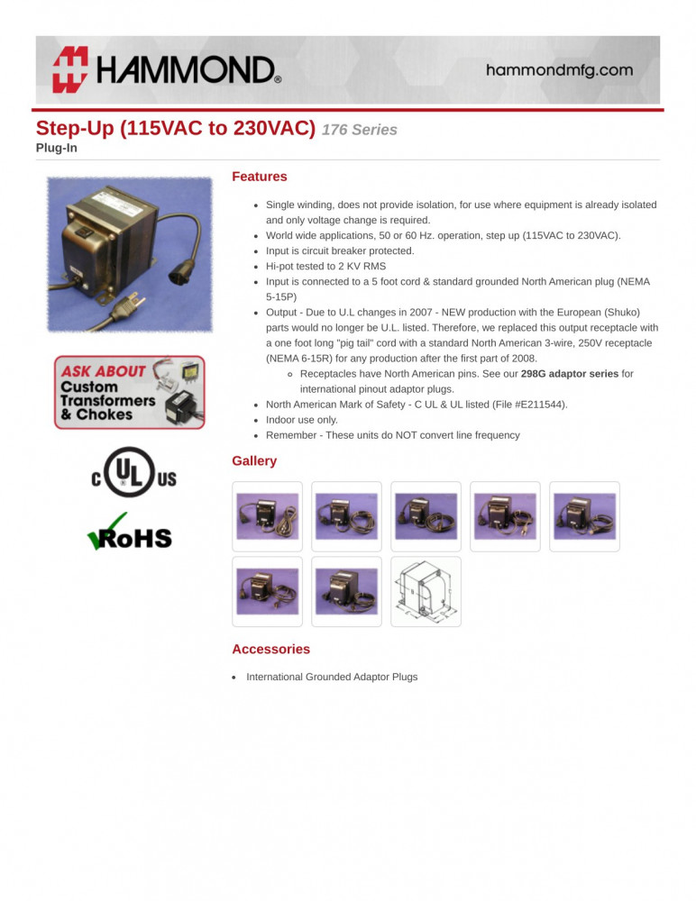 176 Series technical document, page 1