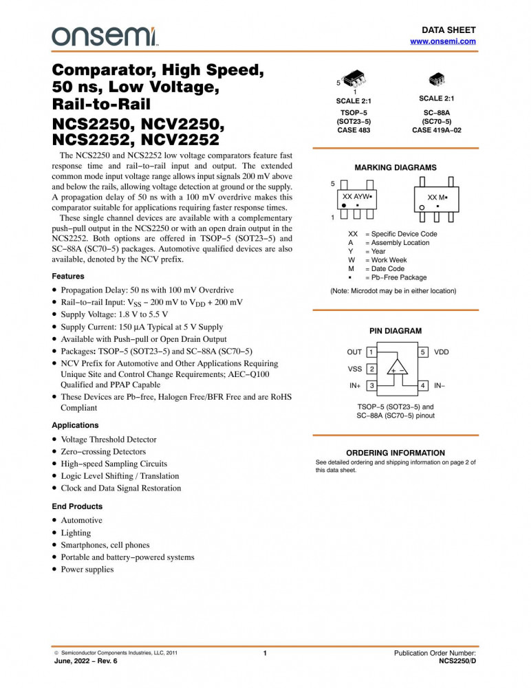 NCS2250 datasheet page 1