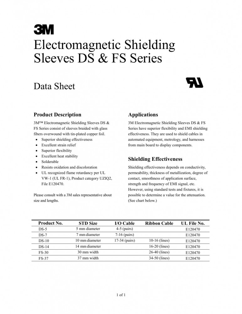 3M DS/FS Series datasheet page 1