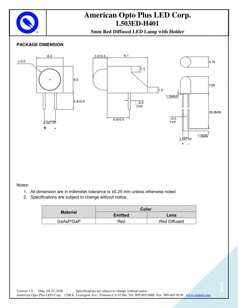 L503ED-H401 datasheet page 1