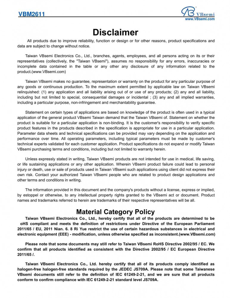 VBM2611 datasheet preview, page 7