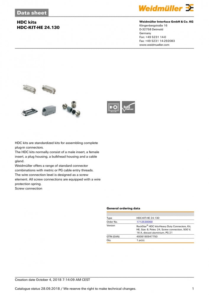 WEIDMULLER 1712530000 technical document page 1