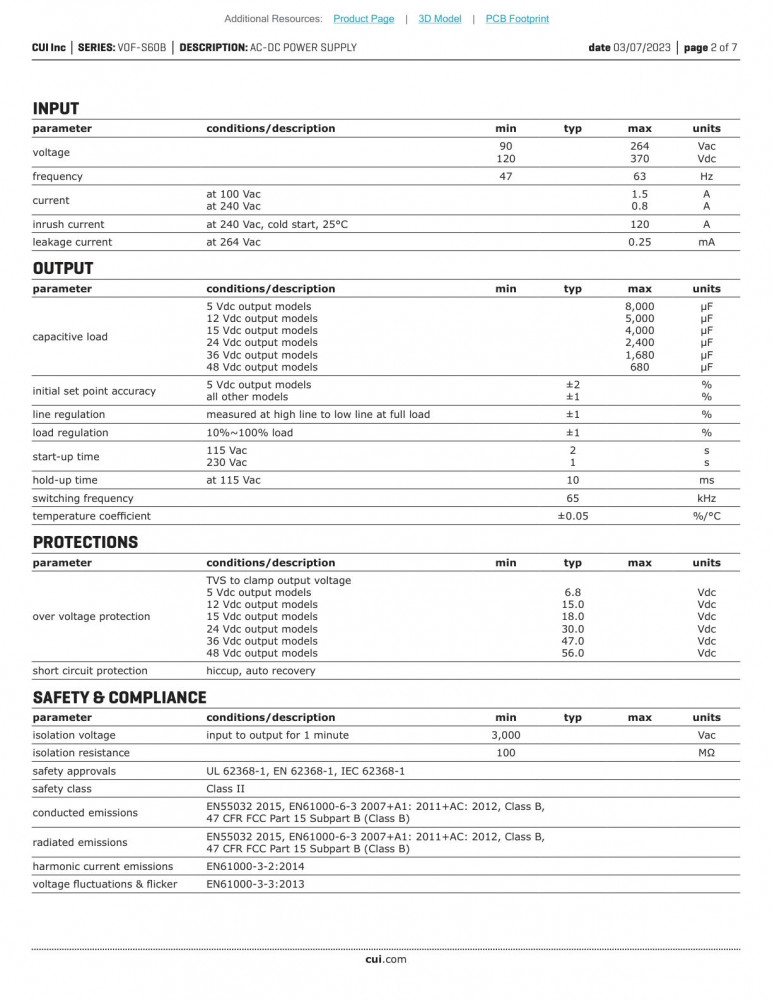 VOF-S60B-15 datasheet page 2
