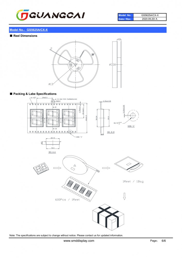 GS5625AB-G reel and packing information