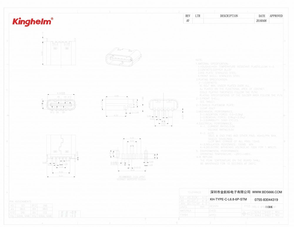 KH-TYPE-C-L6.8-6P-STM technical document preview