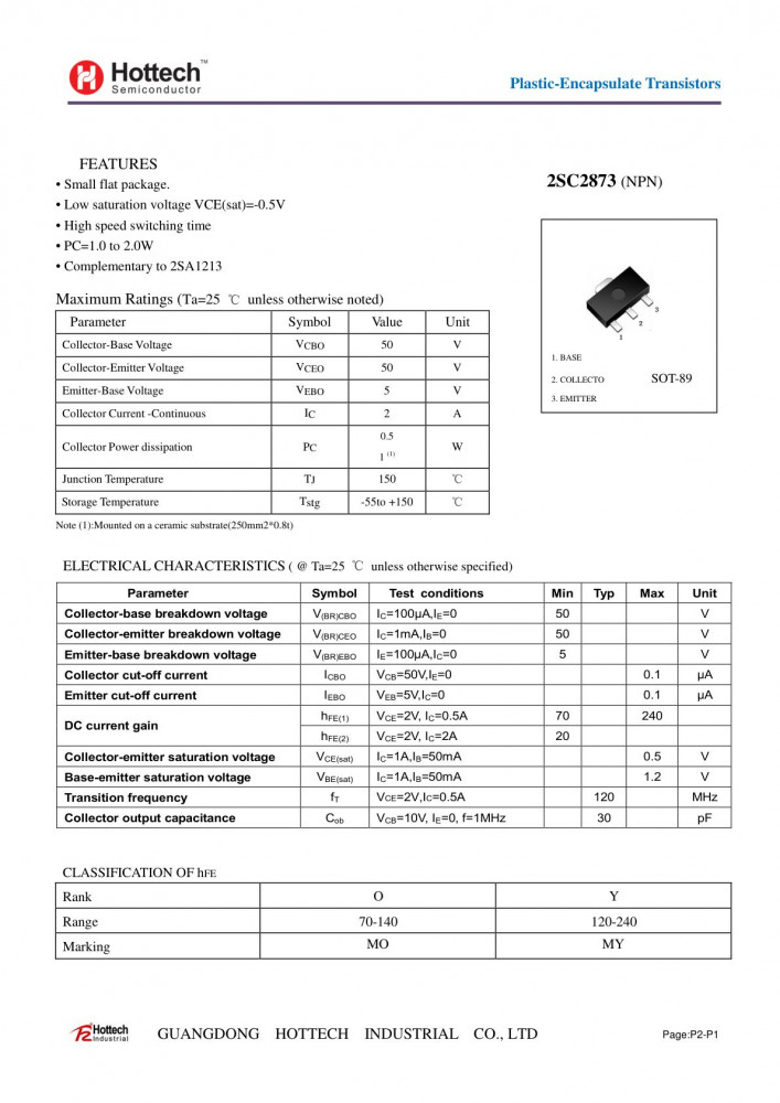 2SC2873 datasheet page 1