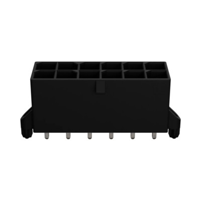Mega-Fit Vertical Header, 5.70mm Pitch, Through Hole, Dual Row, 12 Circuits, 0.76µm Gold (Au) Plating, 3.73mm Tail Length, Glow-Wire Capable, Tape and Reel, Black for sale