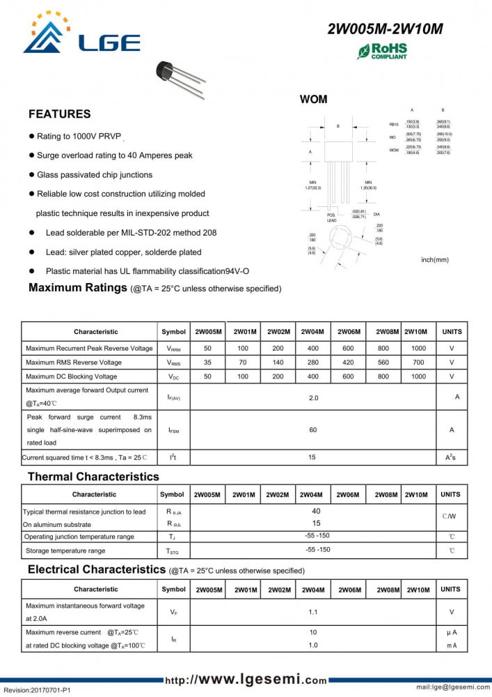 LGE 2W10M datasheet page 1