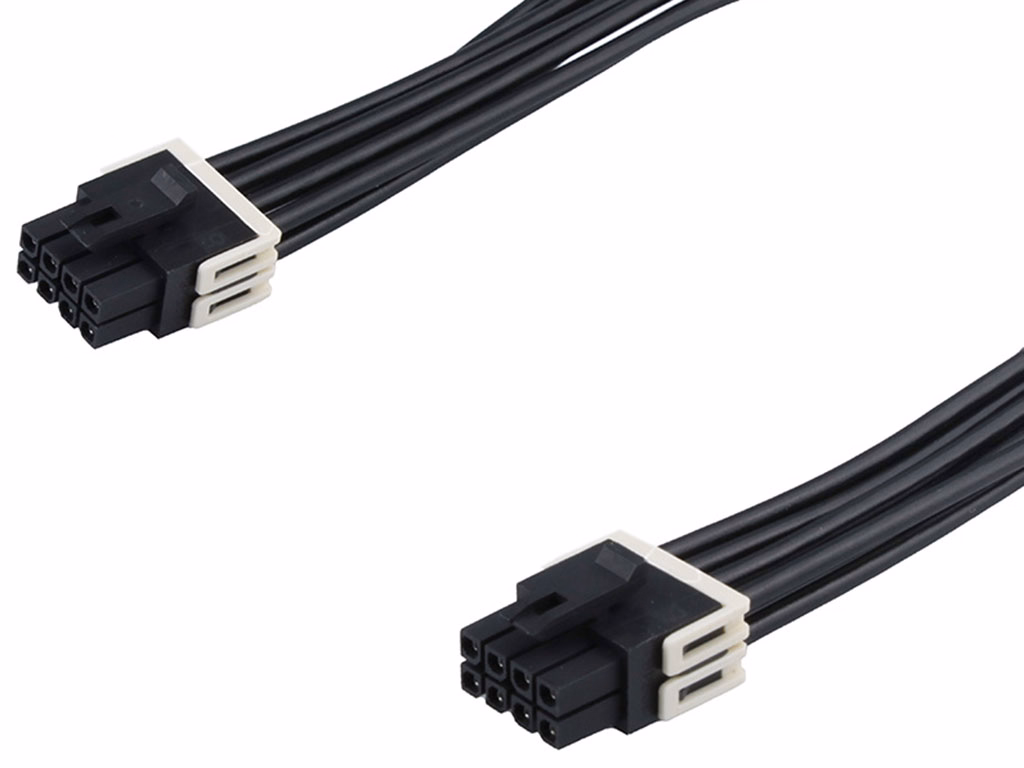 Micro-Fit+ Female-to-Micro-Fit+ Female Off-the-Shelf (OTS) Cable Assembly, Dual Row, 300.00mm Length, Tin (Sn) Plating, 16 AWG, 8 Circuits, Black for sale
