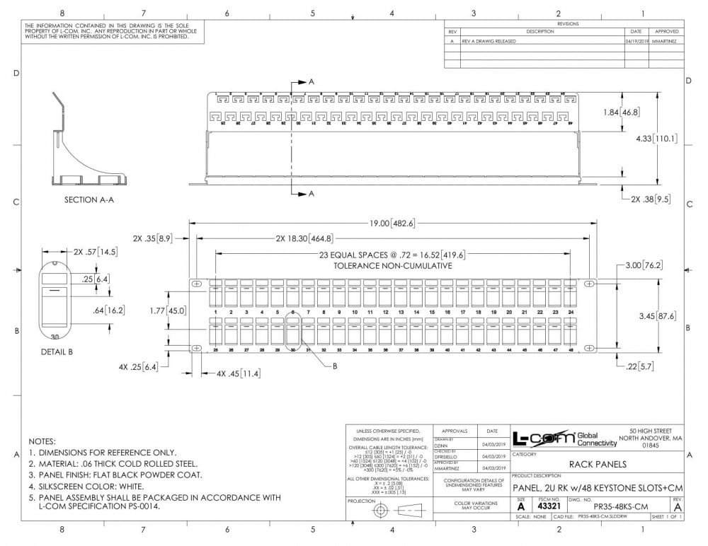 PR35-48KS-CM technical document page