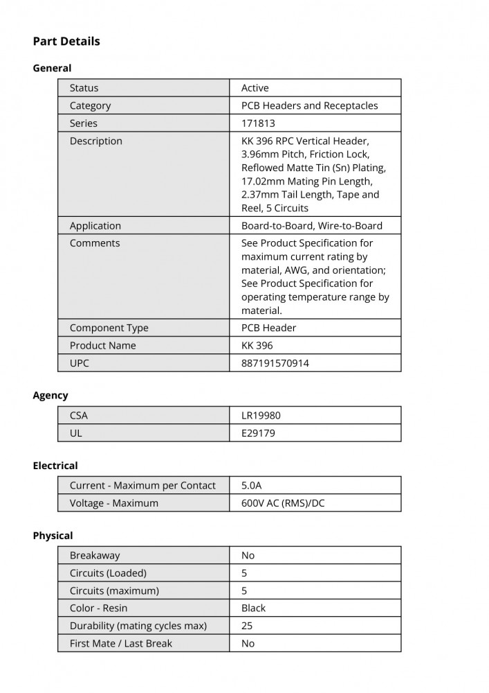 Technical document page 2 for MOLEX 1718133005