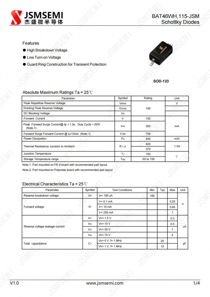 BAT46WH,115-JSM datasheet page 1
