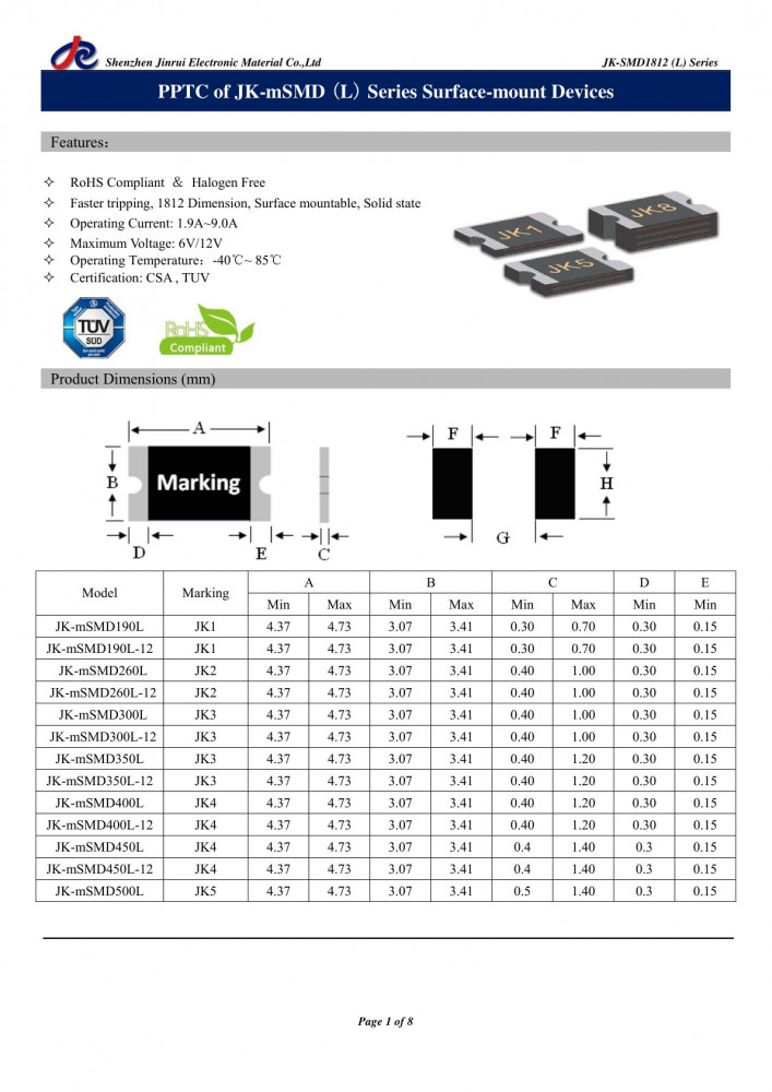 JK-mSMD450L-12 datasheet page 1