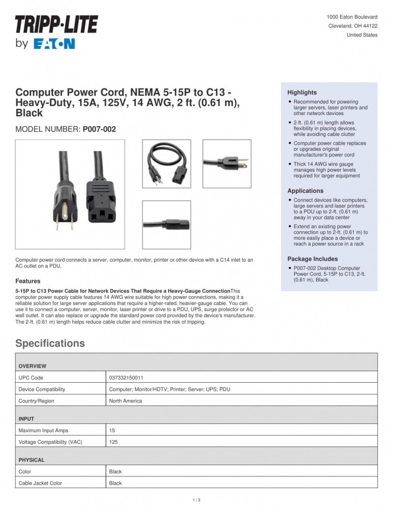 P007-002 technical document page 1