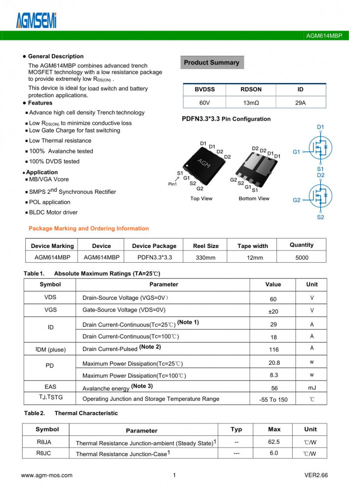 AGM614MBP datasheet page 1