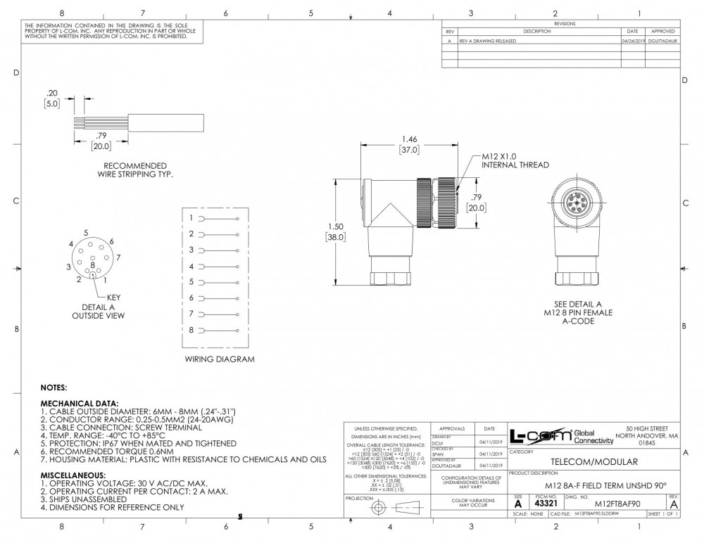 M12FT8AF90 technical drawing preview