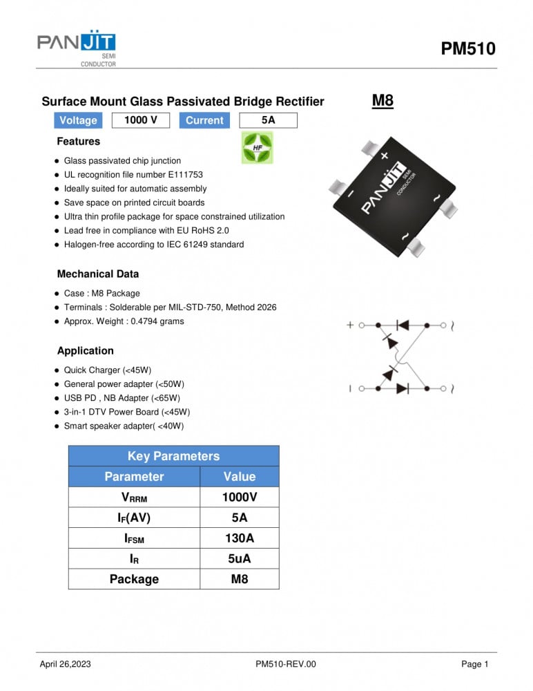 PM510 datasheet page 1