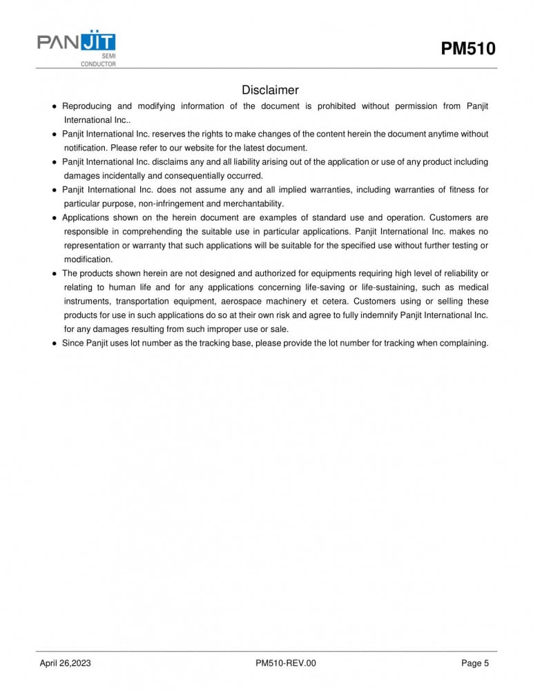 PM510 datasheet page 5