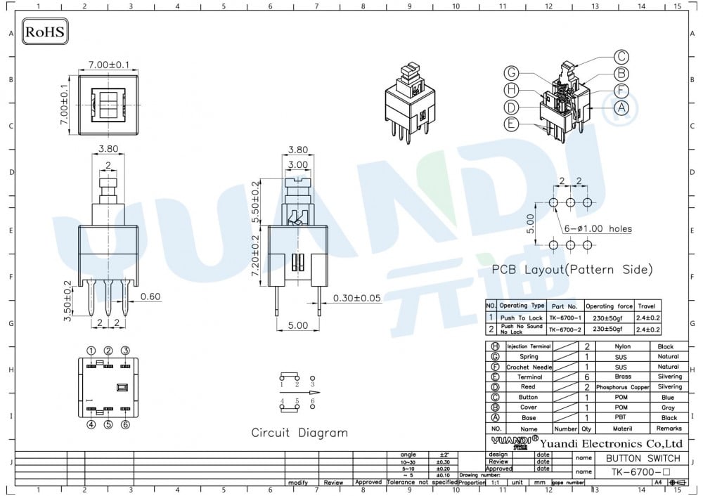 Yuandi TK-6700-2 technical drawing page