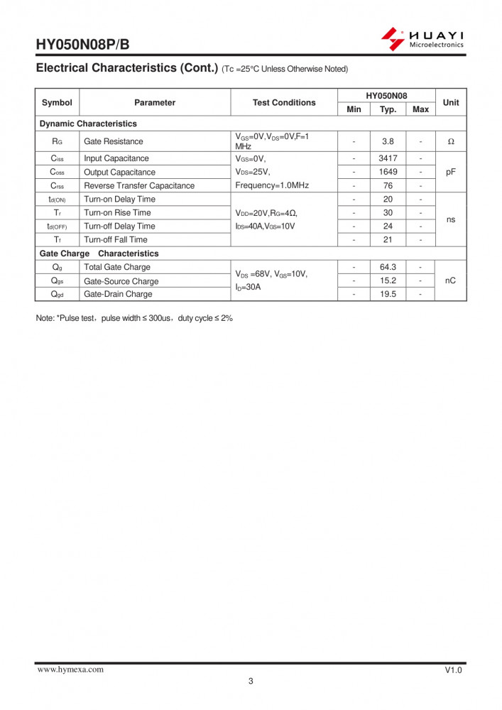HY050N08P datasheet page 3