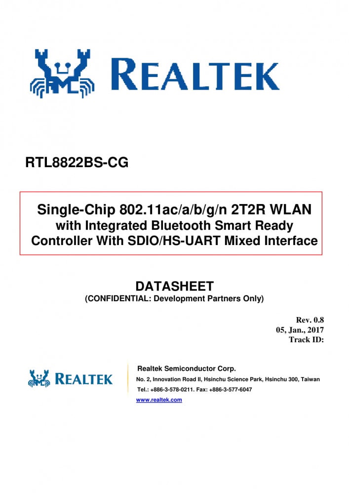RTL8822BS-CG datasheet page 1