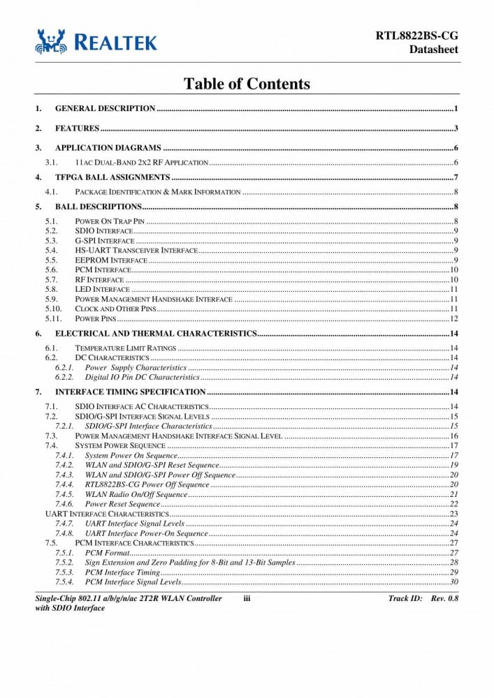 RTL8822BS-CG datasheet page 3