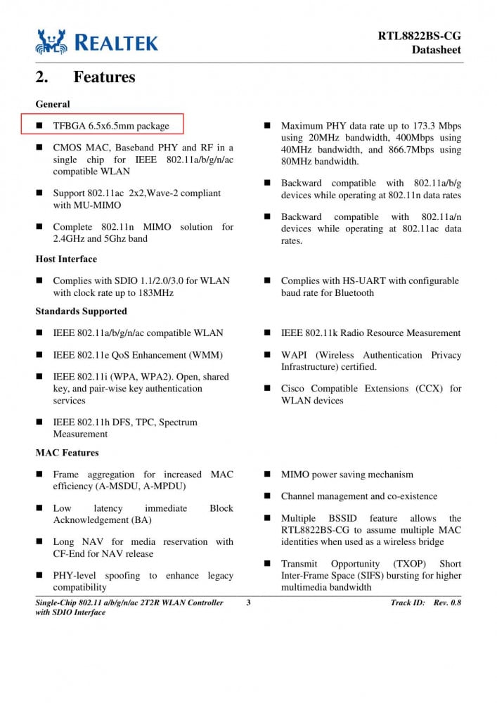 RTL8822BS-CG datasheet page 9