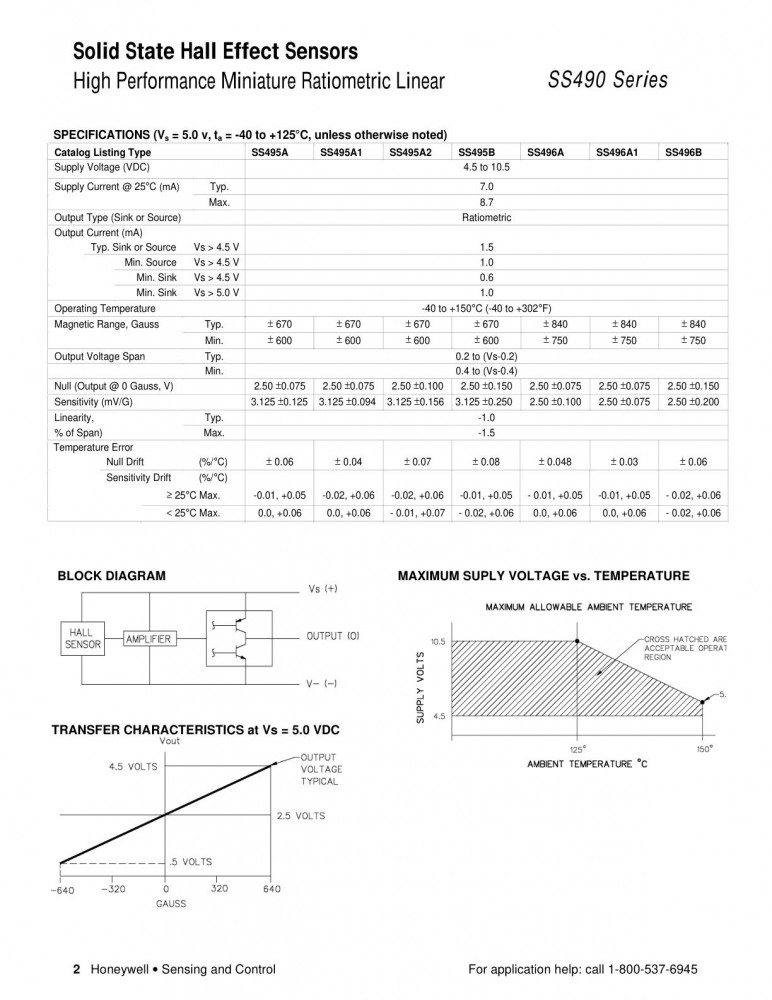 Honeywell SS495A datasheet page 3