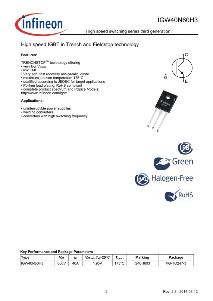 IGW40N60H3 datasheet page 2