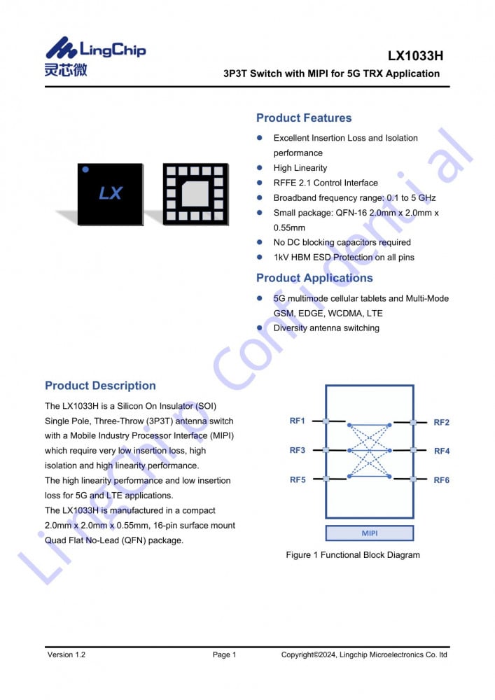 LX1033H datasheet page 1