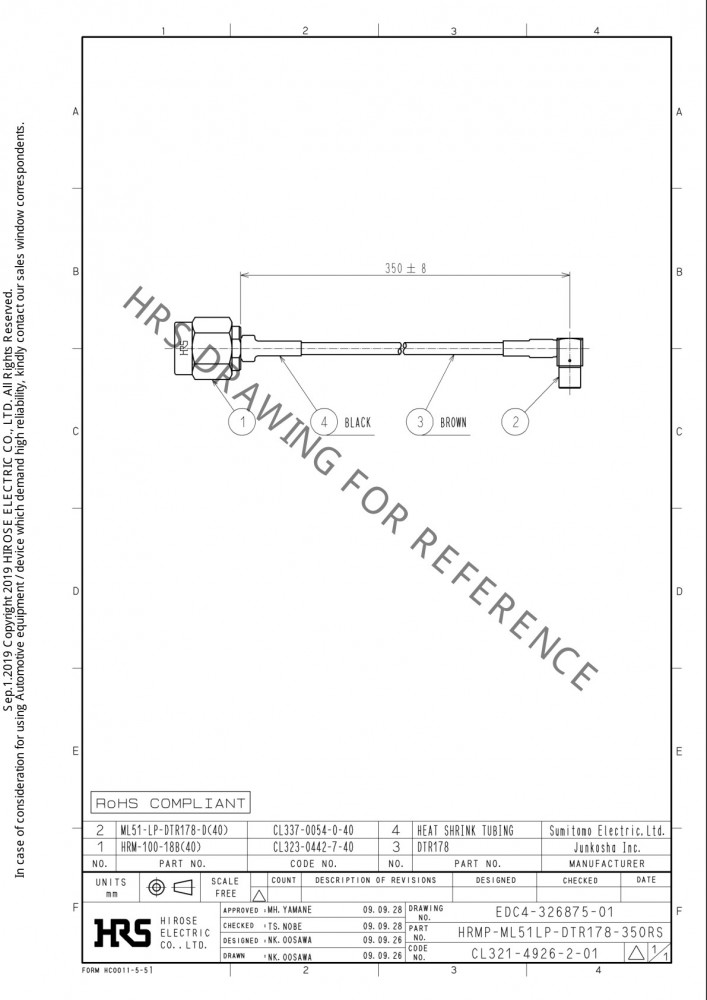 HRS HRMP-ML51LP-DTR178-350RS technical drawing page
