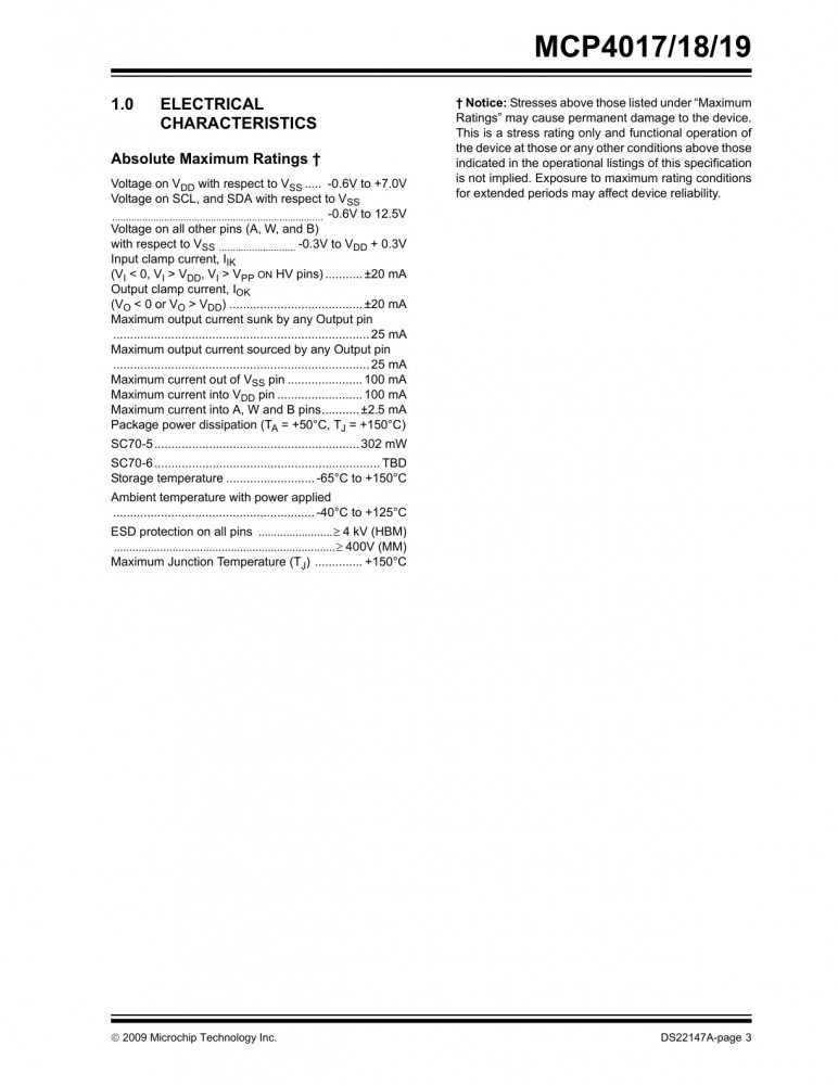 MCP4017 datasheet page 3