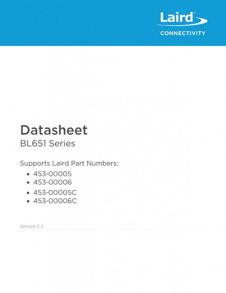 BL651 datasheet page 1