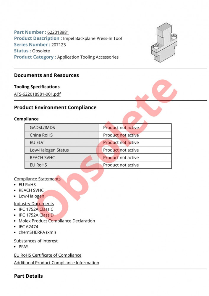 MOLEX tooling document preview, page 1