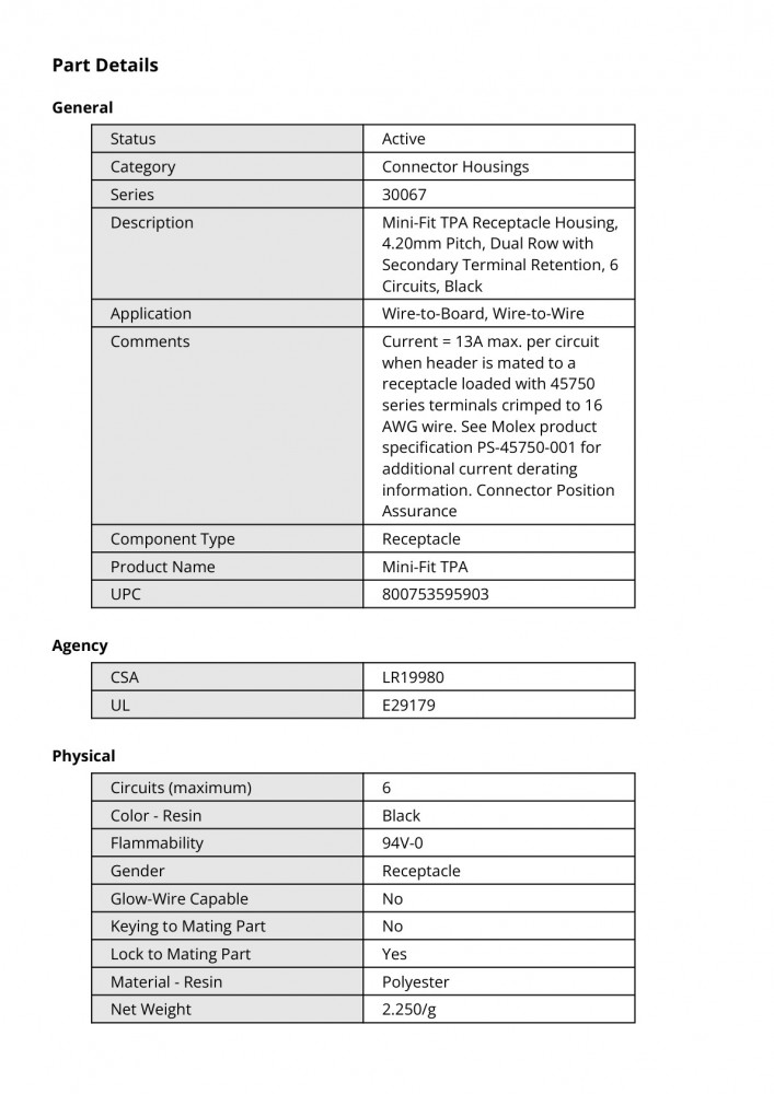 MOLEX Mini-Fit Plus HCS specification page 2