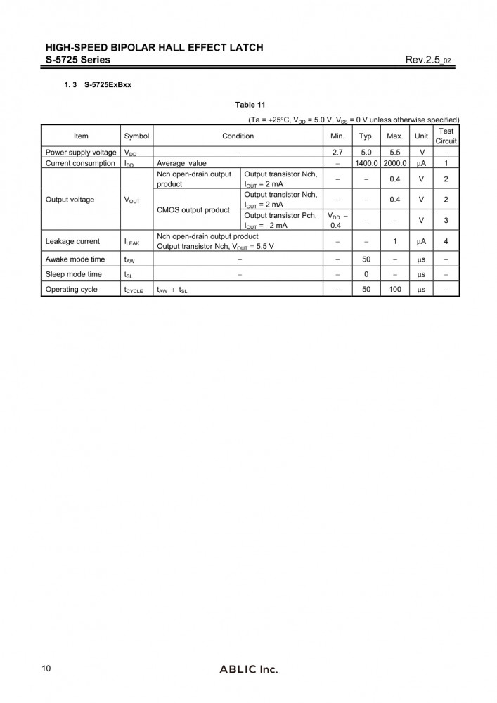 ABLIC S-5725 datasheet page 10