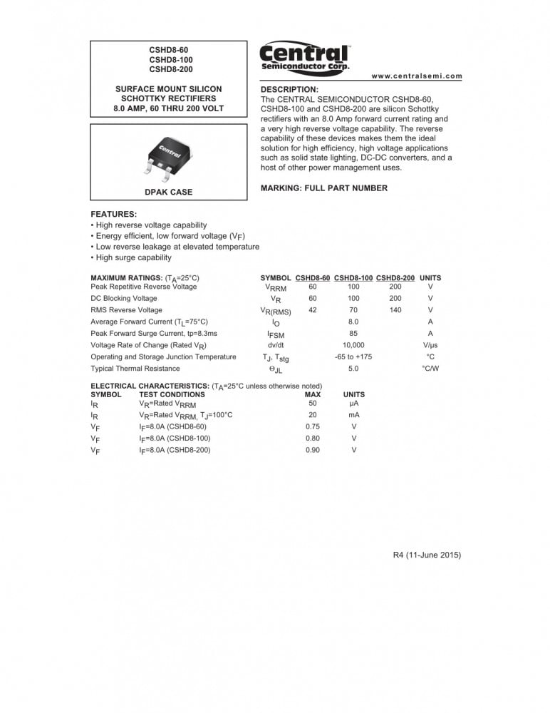 CSHD8 series datasheet page 1