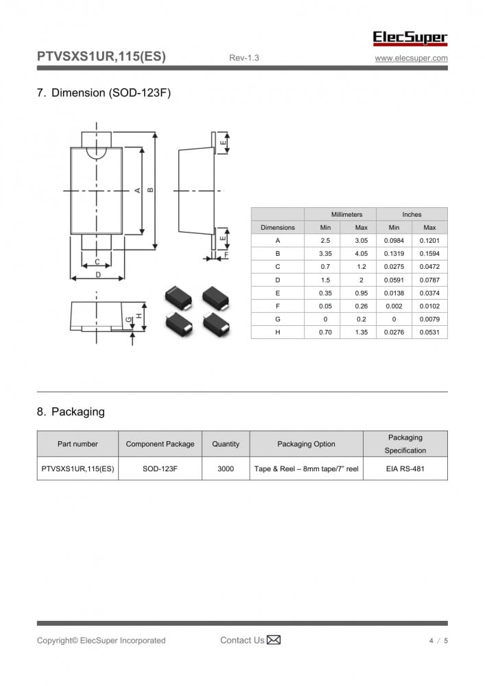 ElecSuper PTVS datasheet page 4