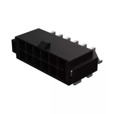 Mini-Fit Max Right Angle Header, Dual Row, Surface Mount, 12 Circuits, Matte Tin (Sn) Plating, Black, Glow-Wire Capable, Tape and Reel for sale