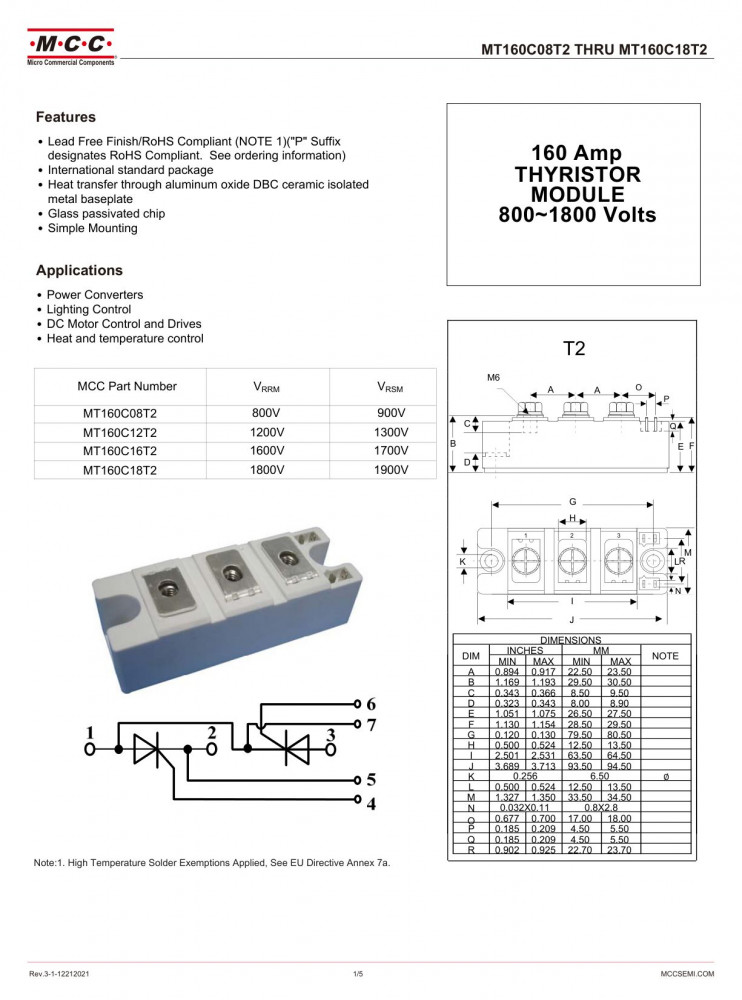 MT160C12T2-BP datasheet page 1
