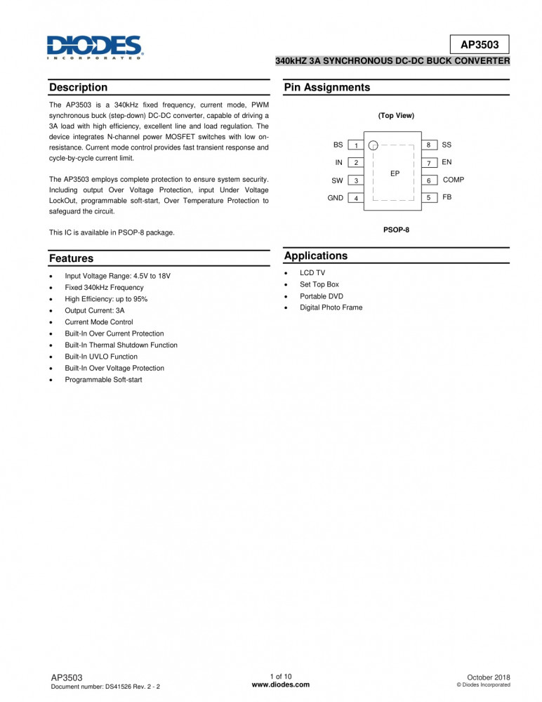 AP3503MPTR-G1 datasheet page 1