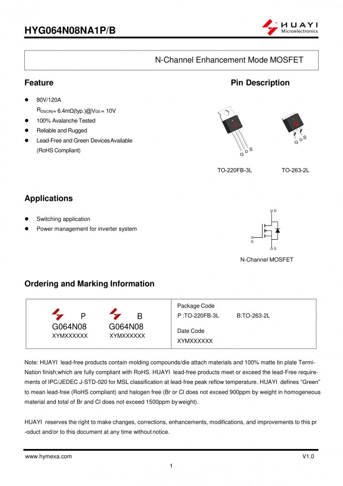 HYG064N08NA1P datasheet page 1